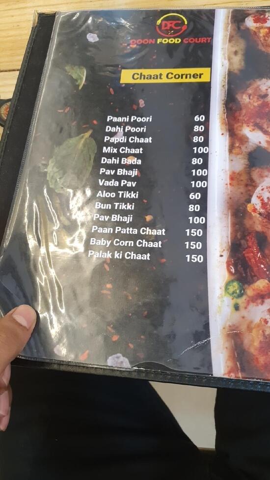 Menu at DOON FOOD COURT, Dehradun