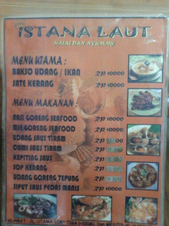 Carta del restaurante Istana Laut Seafood, Pekanbaru
