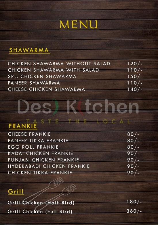 Menu at Desi Kitchen, Karimnagar