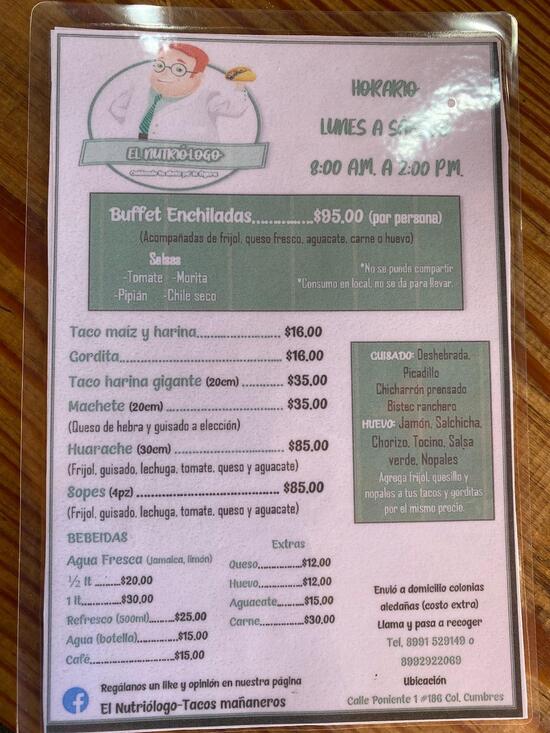 El Nutriologo tacos, gorditas mañaneros y buffet de enchiladas, Reynosa ...