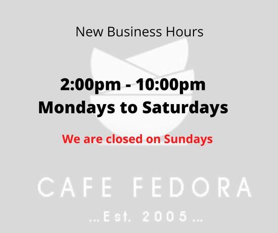 Menu at Cafe Fedora, Cavite City