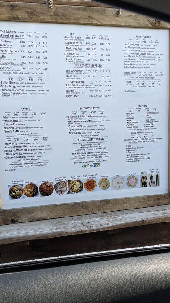 Menu at Coffee Pod cafe, Provo, W Center St