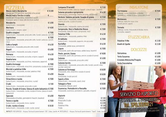 Speisekarte von Aqua Farina restaurant, Parma