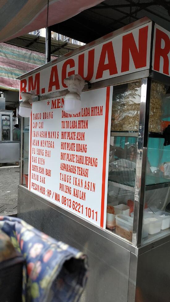 Menu at RM Aguan Titi Kuning restaurant, Medan