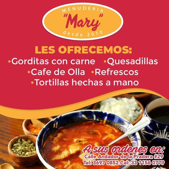 Menu at Menuderia Mari restaurant, Guadalajara