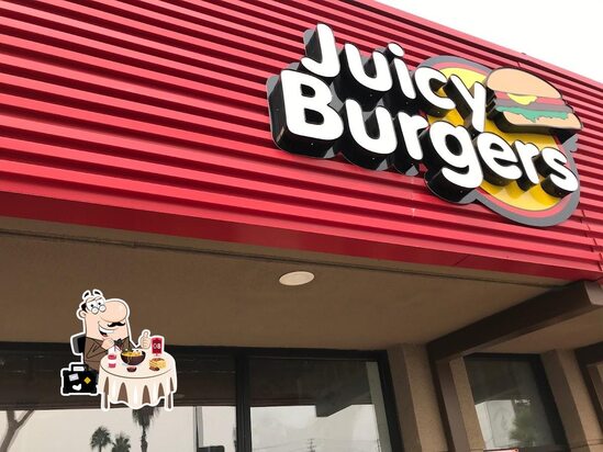 Menu at Juicy Burgers restaurant, San Diego, El Cajon Blvd