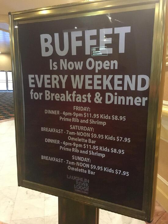 Menu at Lodge Buffet restaurant, Laughlin