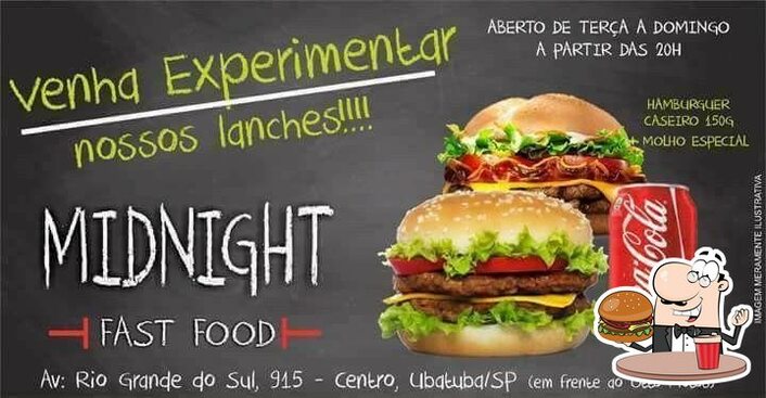 Menu at Midnight Fast Food, Ubatuba