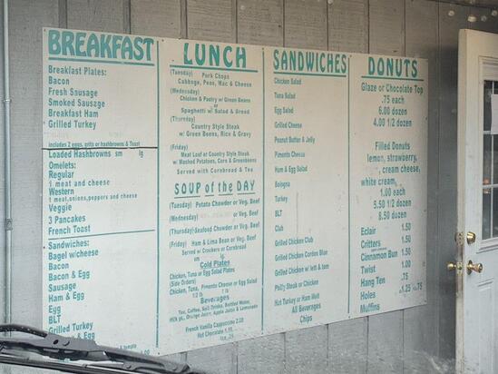 Menu at Donut Shop restaurant, Whiteville