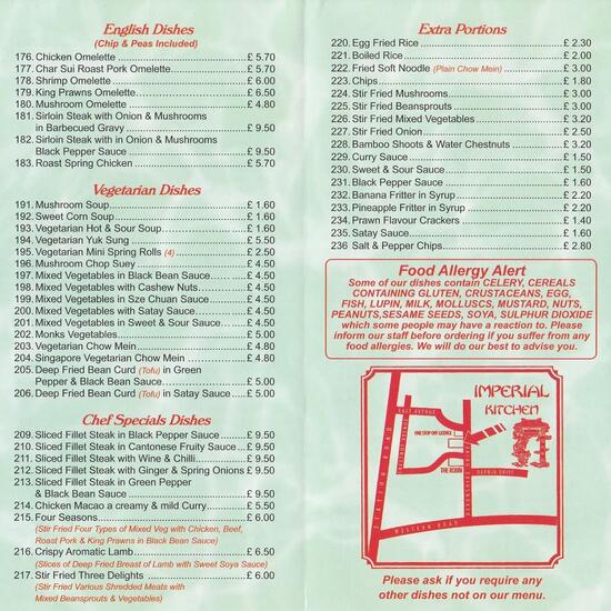 Menu at Imperial Kitchen fast food, Derby