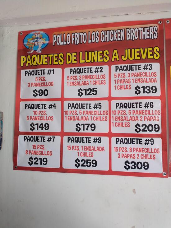 Menu at Pollo frito chicken brothers restaurant, Ciudad Juarez