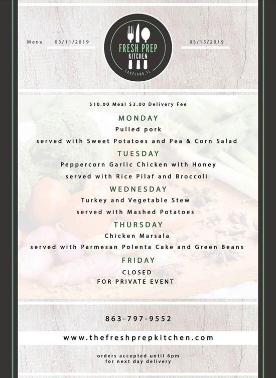 Menu at Fresh Prep Kitchen, Lakeland