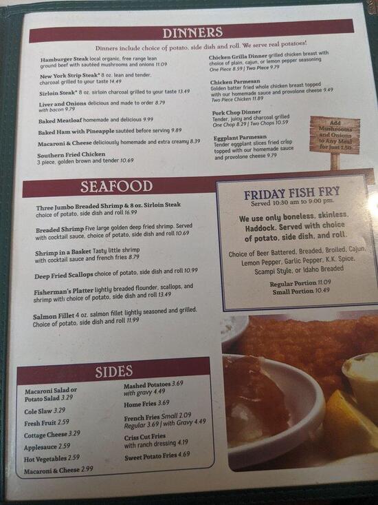 Menu at The Kopper Keg restaurant, Cuba