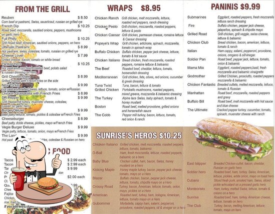 Menu at Sunrise Deli & Catering, East Islip