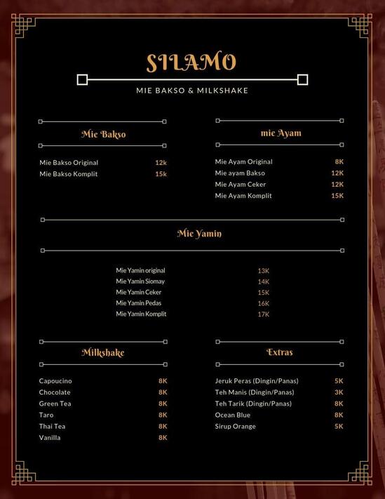 Menu at Silamo Garut restaurant, Sukaresmi