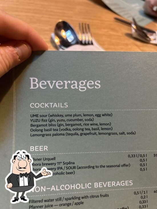 Menu at Rice Field restaurant, Prague