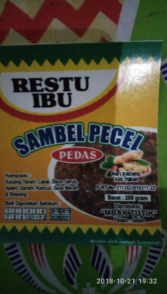 Menu at SAMBEL PECEL KHAS TUBAN RESTU IBU restaurant, Tuban