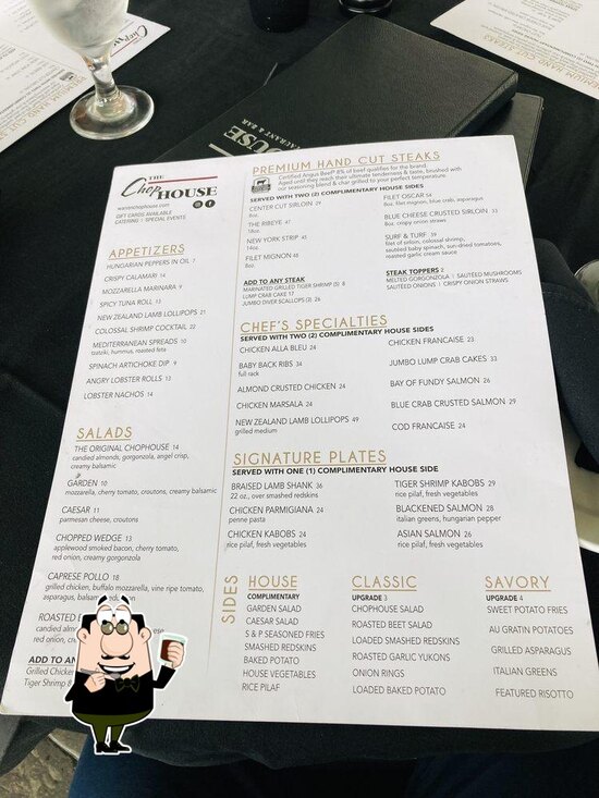 Menu at The Chophouse steakhouse, Warren