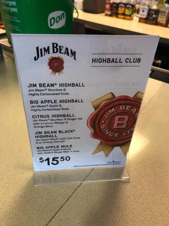 Menu at Jim Beam Highball Club, New York City