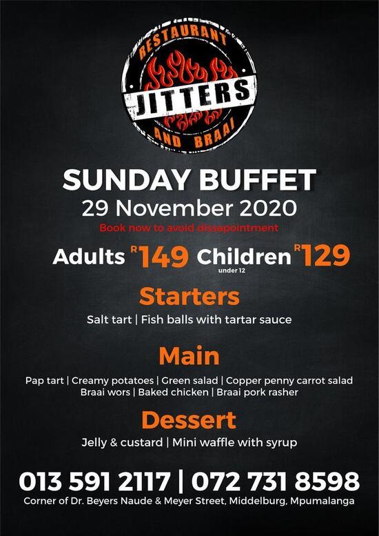 Menu at Jitters Restaurant and Braai, Middelburg