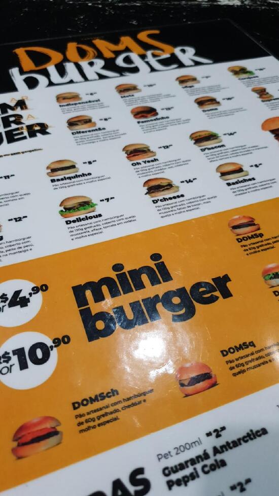Menu em Doms Burger - Parque Dom Pedro restaurante, Fortaleza