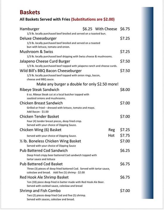 Menu at Kuby's Bar And Grill, Stevens Point