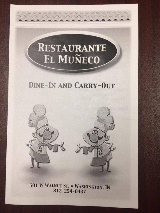 Menu at El Muneco Taqueria, Washington
