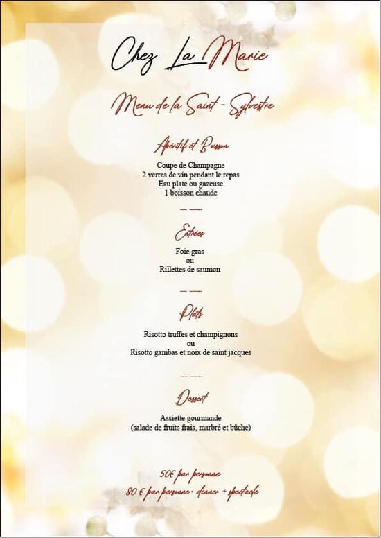 Menu at Le Saint Marcel, Chez La Marie restaurant, Metz