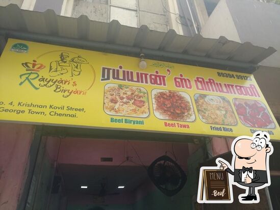 Menu at Rayyan's Briyani, Chennai