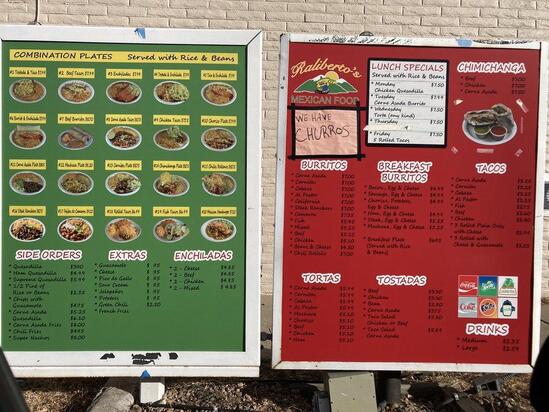 Menu at Raliberto's restaurant, Arvada, Ralston Rd