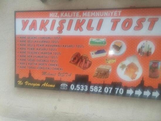 Menu at YAKISIKLI TOST VE MENEMEN, Diyarbakır