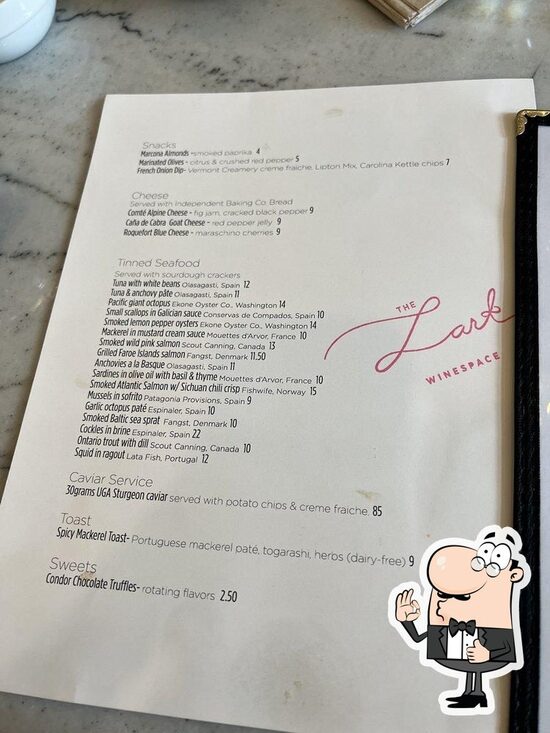 Menu at The Lark Winespace pub & bar, Athens