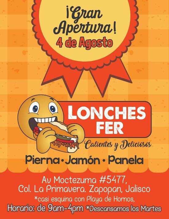 Menu at Lonches Fer restaurant, Zapopan