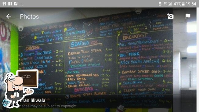 Menu at Boo restaurant, Preston