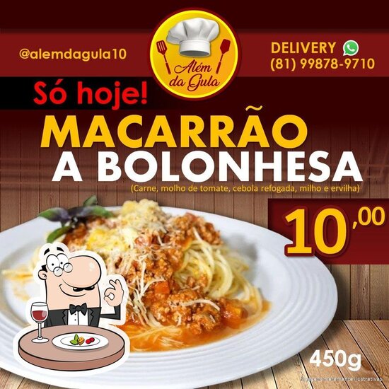 Menu at Além da Gula restaurant, Recife