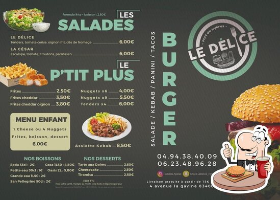 Menu au Snack le délice restaurant, Hyères