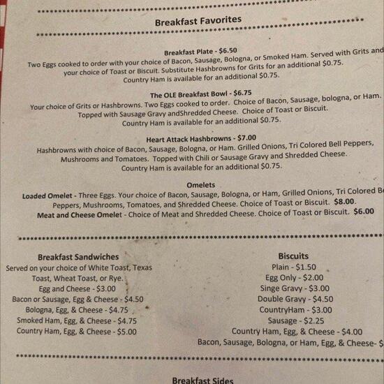 Menu at The Georgia Street Cafe, Fountain Inn