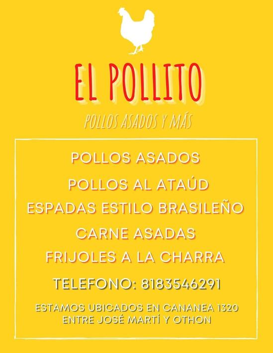 Menu at El Pollito restaurant, Monterrey, Cananea 1403