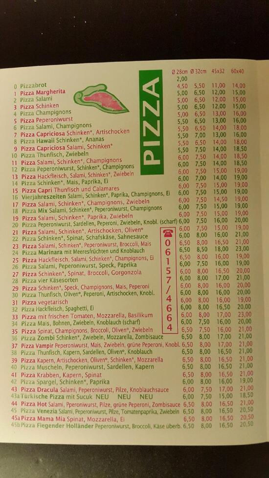 Menu at Pizza Quick, Pfungstadt, Pfungstadt