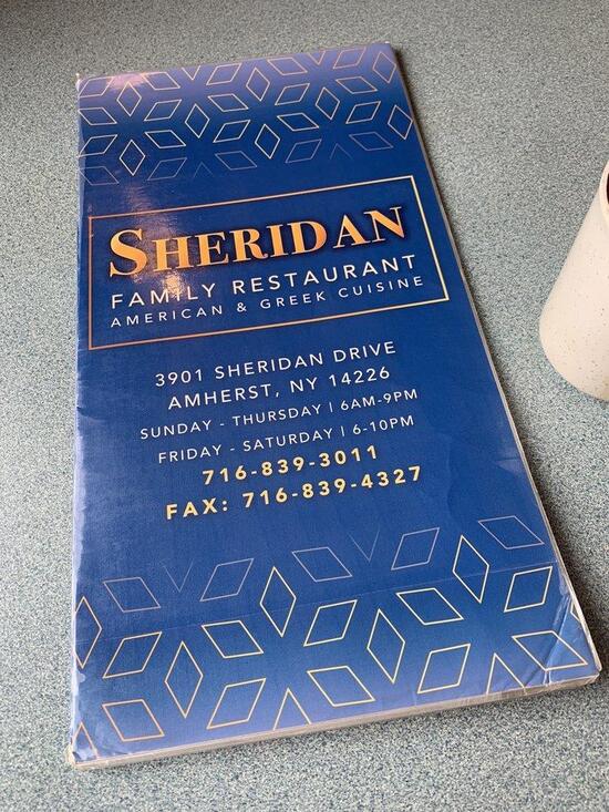 Menu at Sheridan Family Restaurant, Amherst