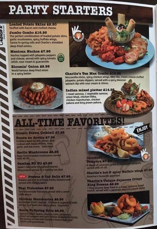 Menu at Charlie's Steak House And Grill pub & bar, Gibraltar