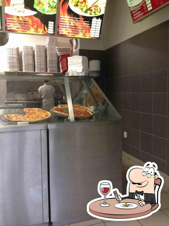 Menu at Omega Pizza restaurant, Brno