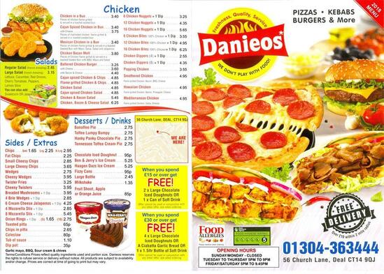 Menu at Danieos fast food, Deal