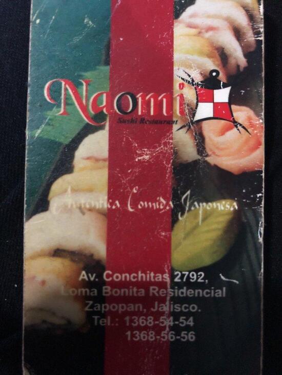 Menu at Sushi Naomi restaurant, Zapopan, Av Conchita 2792