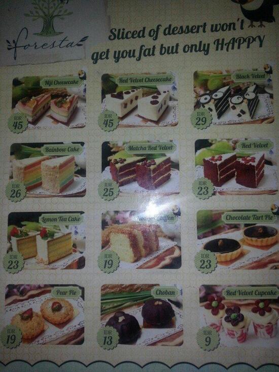 Menu at Foresta Patisserie Et Boulangerie, Bandung