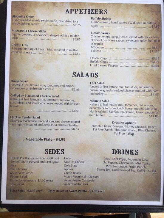 Menu at Cowboy Restaurant, Elkin