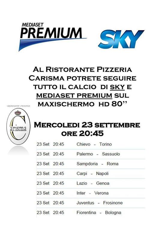 Menu at Carisma Maranello restaurant, Maranello