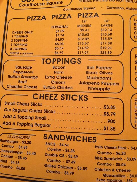 Menu at Pizza Doctor of Carrollton pizzeria, Carrollton