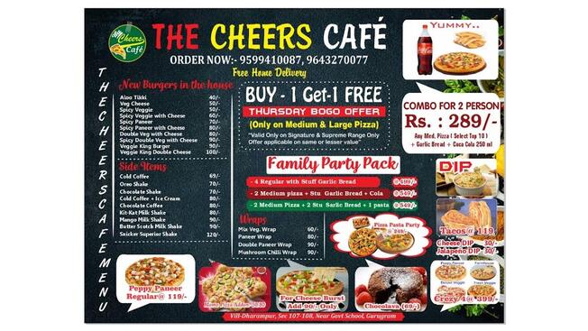 Menu at The cheers cafe, Gurugram