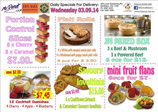 Menu at Mr Donut restaurant, Mordialloc